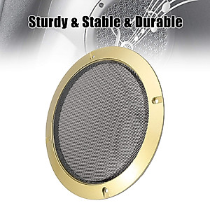 X AUTOHAUX 2pcs 6.5" Gold Tone Car Audio Speaker Cover Mesh Subwoofer Grill Horn Glossy Guard Protector