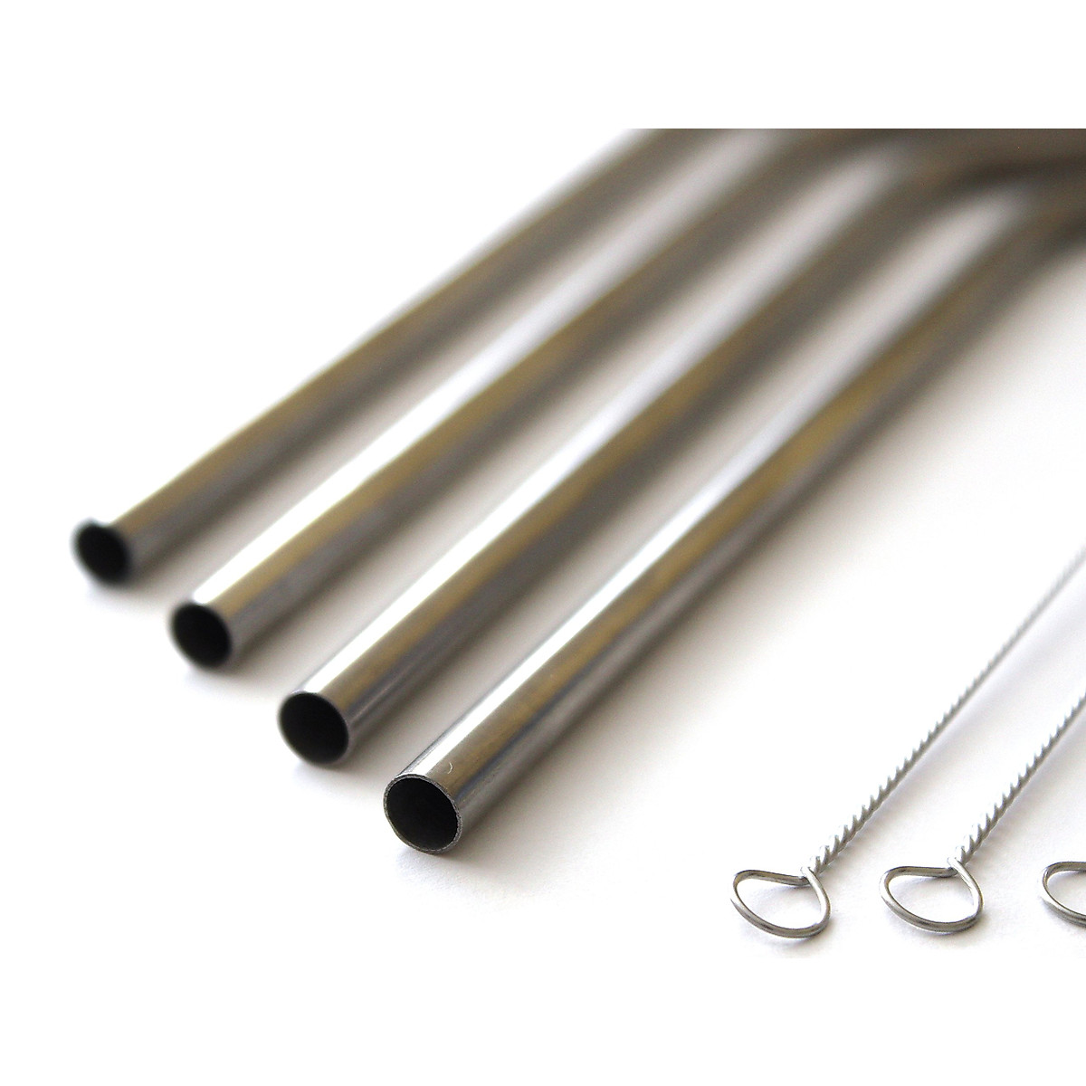 Titanium Super Strong Lightweight Drinking Metal Straws Pack of 4 + 4 Cleaning brush