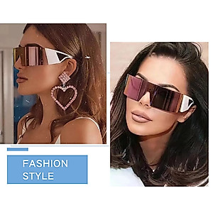 FEISEDY Oversized Flat Top Futuristic Wrap Sunglasses One Piece Goggles for Women Men Fashion Shades B4054
