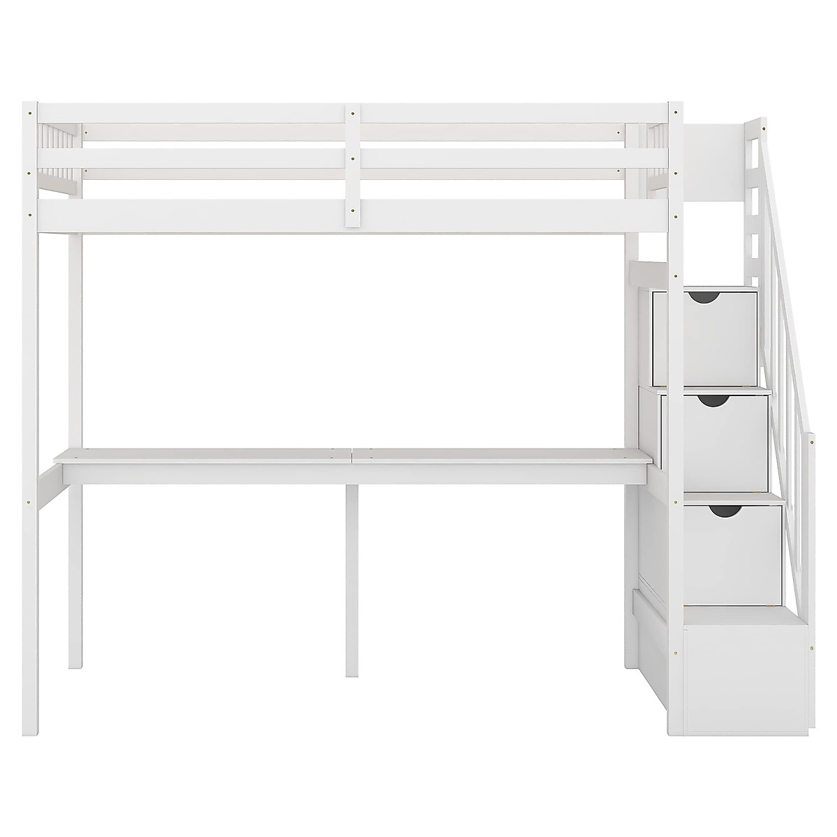 CITYLIGHT Twin Size Loft Bed with Stairs and Desk, Wood Twin Loft Bed with Storage Staircase, Kids High Loft Bed Twin for Girls, Boys, Bedroom, Dorm, No Box Spring Needed (Loft Bed Twin Size, White)
