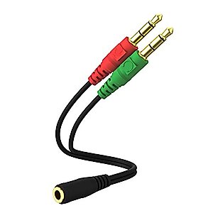 D & K Exclusives Headphone Mic Splitter Adapter for Laptop Dual 3.5mm Male to 3.5mm Female Headphone Mic Audio Y Splitter Cable Smartphone Computer Headset to PC Adapter