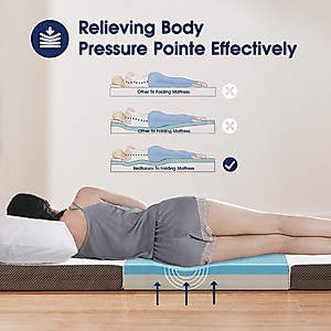 BedLuxury 3 Inch Twin Size Foldable Memory Foam Topper Portable Floor Guest Bed with Removable Cover