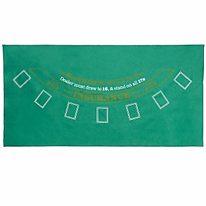 Blackjack Essentials Set – Includes Green Blackjack Tabletop Felt Mat, Blackjack Dealer Shoe + Discard Tray & 12 Decks of Playing Cards – Casino Card Game Pack for Gambling Games & Family Game Night