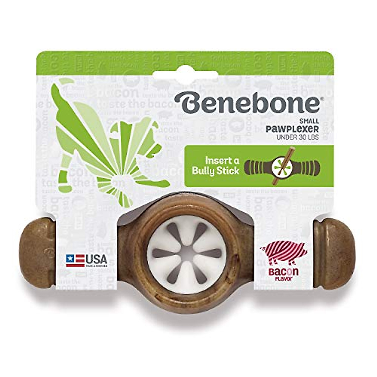 Benebone Pawplexer Interactive Treat Dispensing Tough Dog Puzzle Chew Toy, Made in USA, Small, Real Bacon Flavor