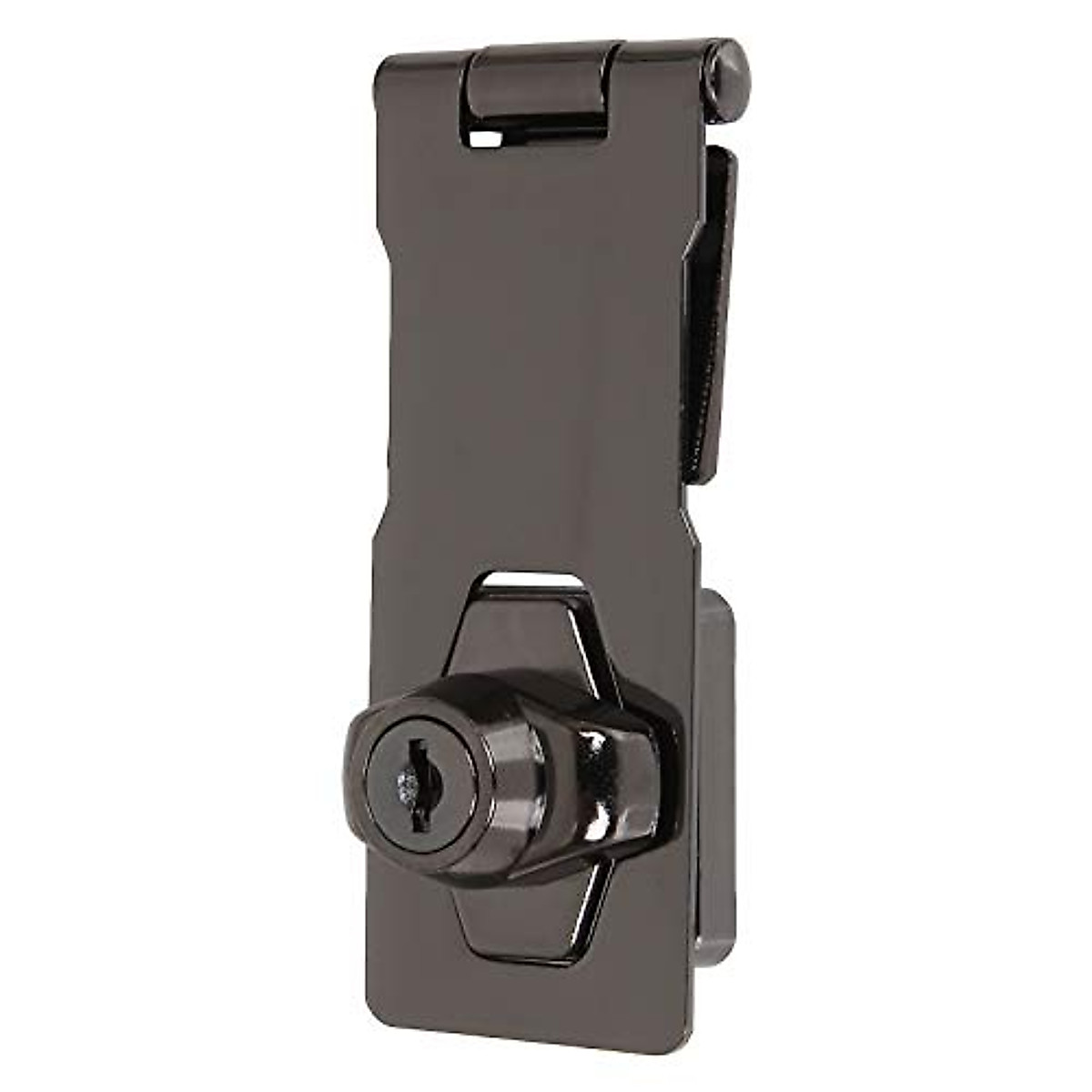 2 Pack 4 Inch Keyed Hasp Locks, Cabinet Knob Lock Hasp Latch with Key, Twist Knob Keyed Locking Hasp with Screws, Locking Hasp for Doors, Drawers, Cabinets and Fence Safety Lock