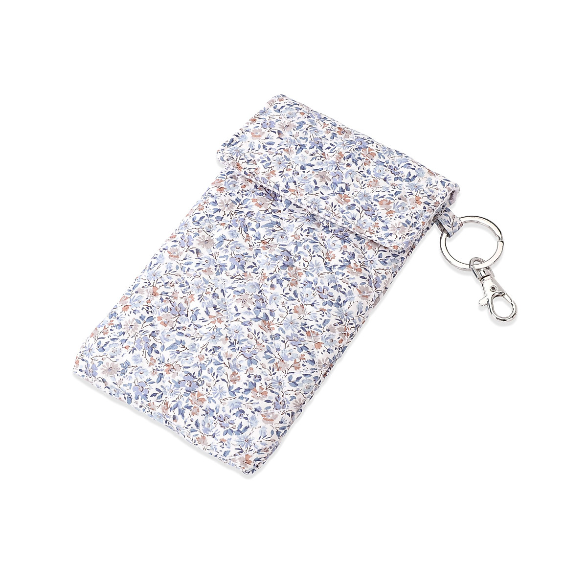 Hongeely Soft Glasses Case Double Eyeglass Case Sunglasses Travel Pouch for Women Men with Key Chain (Floral pattern - Grayish blue)