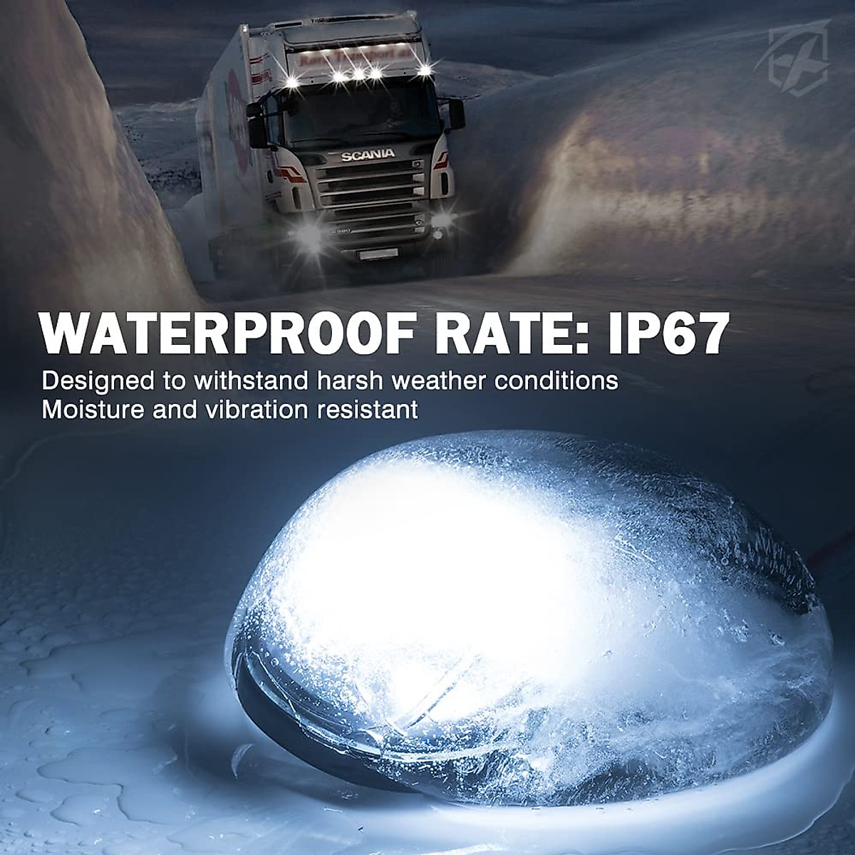 Xprite Smoke Lens Rooftop Cab Clearance Light, Roof Top Marker Running White LEDs Lights Kit Compatible with Pickups Trucks Ford Dodge Ram GMC Toyota Vans SUV POV Vehicle, 5Pcs