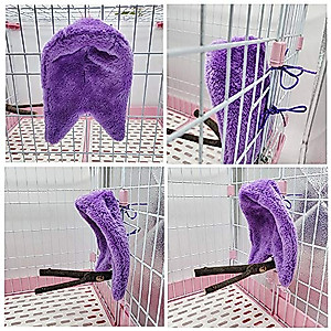 Oncpcare 2pcs Parrot Standing Perch Cover, Winter Warm Small Animal Hanging Nest Hut, Plush Pet Bird Cage Accessories (Colour Random)