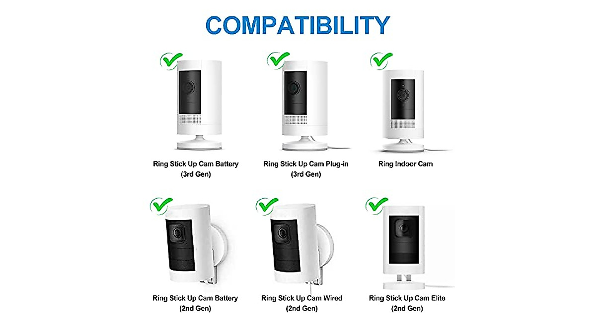 2-Pack Adhesive Wall Mount for Ring & More – 360° Adjustable Bracket