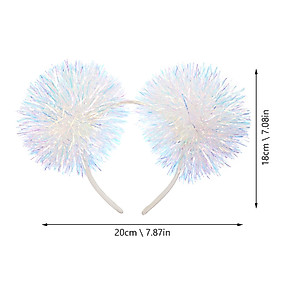 Tinsel Bling Pom Pom Headband Pom Pom Headband Pom Pom Headbopper Pom Pom Costume Headwear for Adults Pom Pom Hair Band White Springs Head Bopper Alien Head Boppers