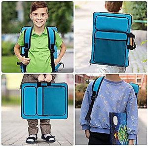 TreochtFUN Art Portfolio For Kids Artwork, Art Bag Organizer 15x18 In For Children Drawing Lesson,A3 artist Backpack Storage Sketchbook,Drawing Pencil,Art Set.Empty art case(Blue)