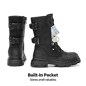 DREAM PAIRS Girls Combat Boots Side Zipper Ankle Booties SDBO2306K Size 6 Big Kid Black