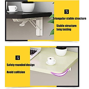 Wall-Mounted Table Wall Desk, Drop-Leaf Computer Table, Folding Heavy Duty Shelf Bracket Bench Table, Kitchen Dining Desk, for Office/Laundry Room