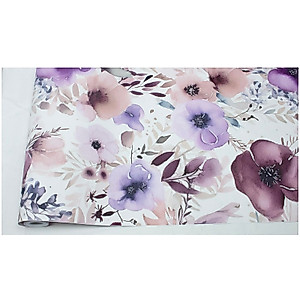 HAOKHOME 93349 Floral Peel and Stick Wallpaper Removable Wall Paper Mauve/Purple/White Vinyl Stick on Wall Contact Paper 17.7in x 9.8ft