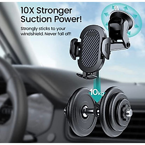 Universal Car Phone Holder ( Super Suction and Stability) Hands Free, Adjustable, for Dashboard ✅ and Windshield ✅