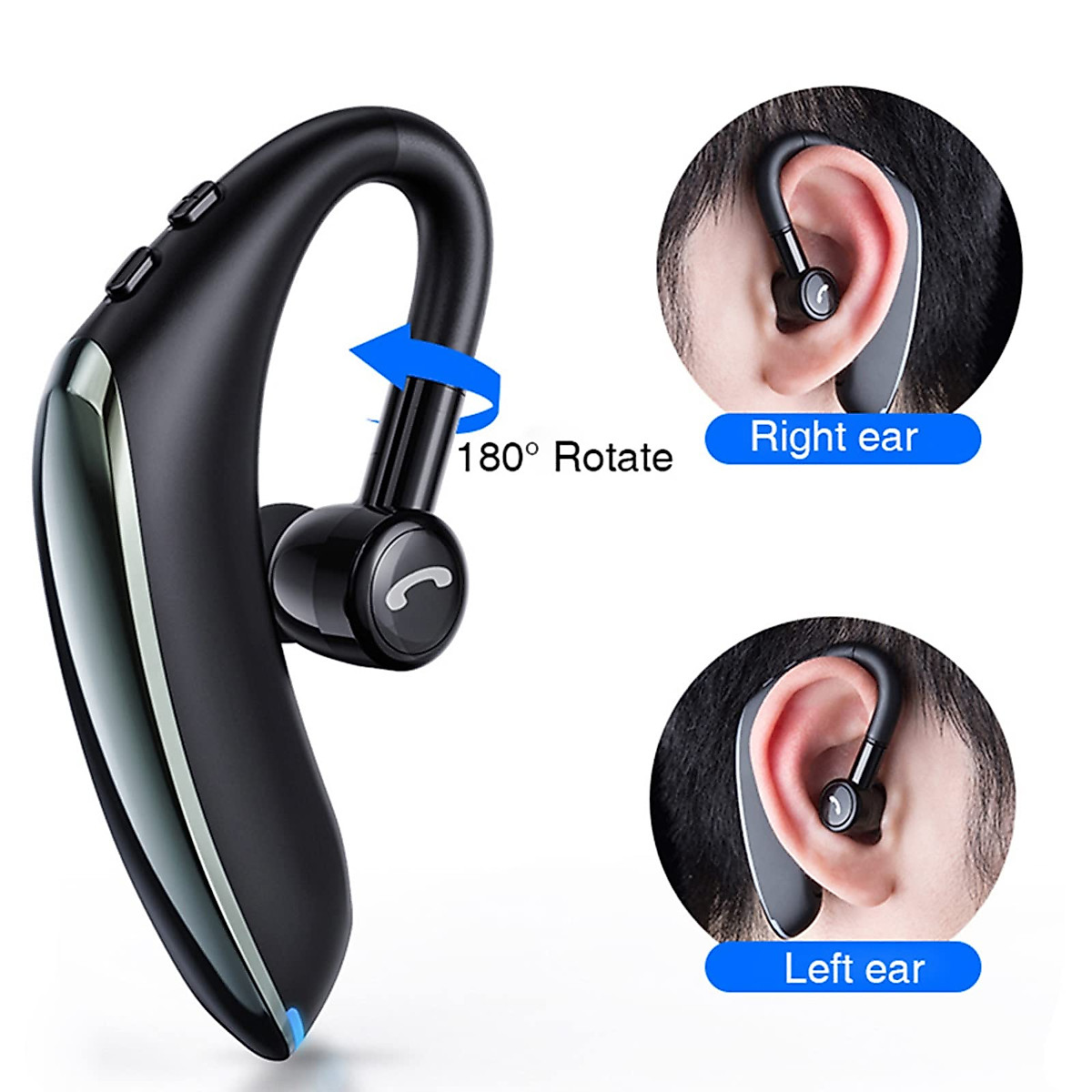 Lymoc Bluetooth Earpiece,Wireless Headset Earpieces Hansfree Trucker Earphones for Cell Phones V5.0 Ear Hook 25 Hours Talktime Microphone CVC6.0 Noise Cancellation for Walking Running Driving¡­