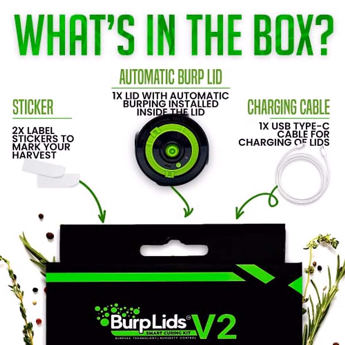 Burp Lids V2 Curing Lid - Automatic Burping - Built-In Extraction Pump - Vacuum Sealed for Successful Cure - Extend Product Shelf Life - Fits All Wide Mouth Mason Jar