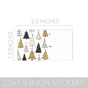 Black and Gold Christmas Gift Tags, 75 Gift Wrap Tags, Peel and Stick Christmas Gift Tags
