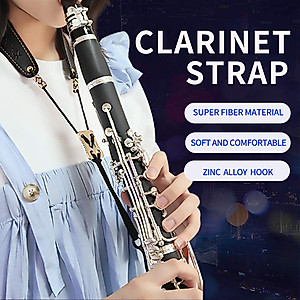 Clarinet Black Neck Strap,Oboe Neck Strap,Super fiber,Zinc Alloy Hook,Musical Instruments Accessories Parts