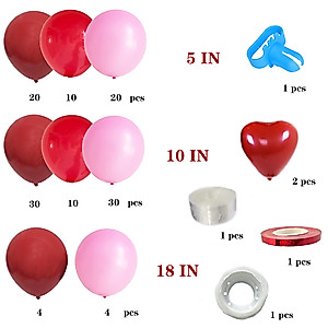Valentines Balloons Garland Arch Kit with Pink Red Heart Balloons or Valentine Day Proposal Engagement Wedding Party Decorations