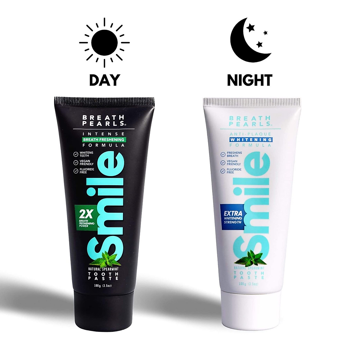 Smile Fresh Breath Natural Fluoride Free Spearmint Whitening Toothpaste Vegan Friendly Extra Strength SLS and Paraben Free