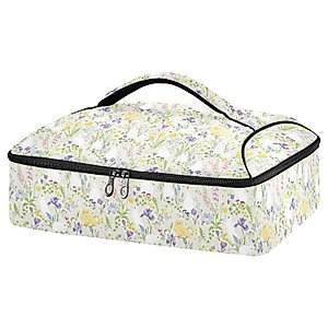 Kigai Cute Bunny and Floral Double Insulated Casserole Carrier For Hot or Cold Food, Expandable Hot Food Carrier Bag, Insulated Food Bag for Parties, Beach, Picnic, Camping