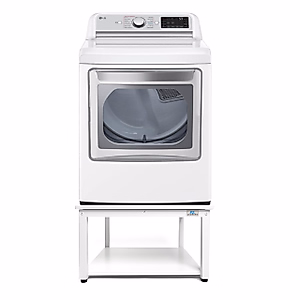 EZ Laundry | Upgraded 29” Universal Laundry Pedestal – 700lbs Capacity, Raises 16” with Built-in Drain Pan + Hose, Adjustable Feet, Anti-Vibration, Steel & Storage Shelf for Washer & Dryer (White)