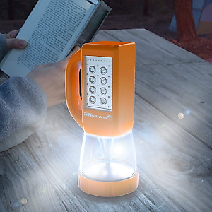 Wakeman LED Lantern Flashlight Combo - Portable 3-in-1 Lightweight Lamp with Side Panel Light for Camping, Hiking & Emergencies Outdoors (Orange)