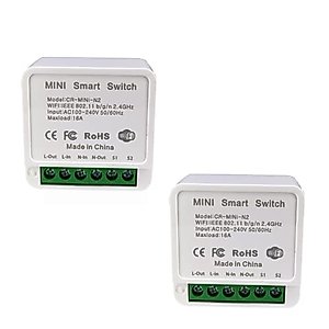 COLOROCK Mini Smart Relay WiFi Switch, DIY Smart Light Switch Module Smart Life/Tuya App, Compatible with Alexa and Google Home Smart Speakers,with Appointment Timing Function. 16A (2Pack)