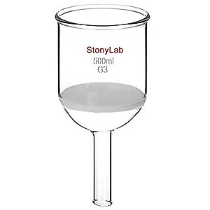 StonyLab Borosilicate Glass Buchner Filtering Funnel with Fine Frit (G3), 94mm Inner-Diameter, 100mm Depth (500 ml)