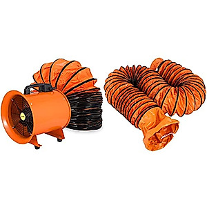 VEVOR Utility Blower Fan, 12 Inches, High Velocity Ventilator, (12 Inches Blower Fan with Duct) & Mophorn 32ft Duct Hosing PVC Flexible Ducting Hose