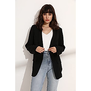 Womens Casual Blazers Open Front Long Sleeve Work Office No Buckle Jackets Blazer (as1, Alpha, x_l, Regular, Regular, Black)