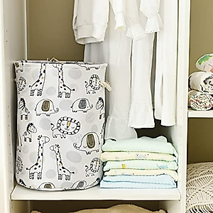 INough Extra Large Baby Hamper for Nursery, 58L Kids Laundry Basket Baby Room Decor, Waterproof Canvas Clothes Hamper Toy Box for Boys Laundry Hamper Foldable Toy Storage Basket with Handles