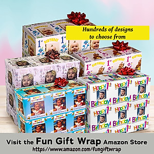 Fun Gift Wrap 1st Birthday Personalized Wrapping Paper - Customized With Your Photograph, Name, or Message, 4 Foot Roll, 30 Inch Wide-1st Birthday Princess