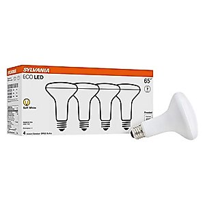 SYLVANIA ECO LED BR30 Light Bulb, 65W = 10W, Dimmable, Frosted Finish, 650 Lumens, 2700K, Soft White - 4 Pack (40870)