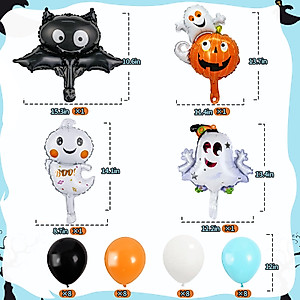 53Pcs Blue Halloween Baby Shower Decorations Include A Little Boo is Almost Due Banner Ghost Bat Monster foil Balloons Cake Topper and Latex Balloons for kids Halloween Boo Baby Shower Party Supplies