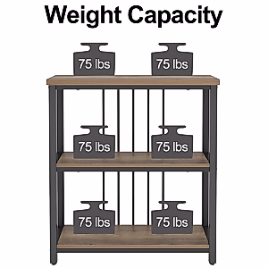 FOLUBAN Small Bookshelf and Bookcase, 3 Tier Open Book Shelf, Modern Metal and Wood Shelving Unit for Living Room Bedroom, Oak