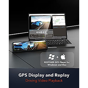 REDTIGER Rear View Mirror Camera 11'' UHD 4K Front and 1080P Rear View Mirror Dual Cameras for Cars,GPS,Parking Monitor,Night Vision,Smart Reverse Parking Assistance,Touchscreen,Free 32 GB Card