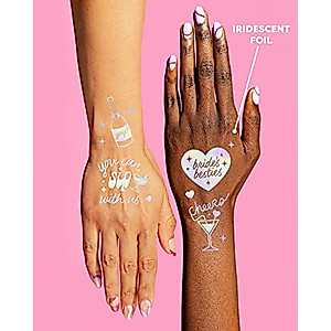 xo, Fetti Cheers Bachelorette Temporary Tattoos - 40 Iridescent Styles | Bachelorette Party Decoration, Bridesmaid Favor + Bride To Be