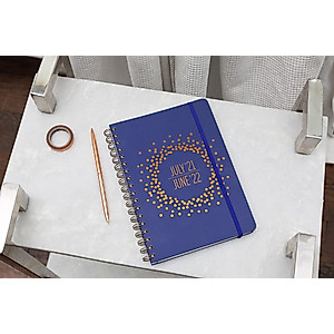 Southworth Academic Planner (July 2021-June 2022), 7" x 9.25", Cobalt Metallic Burst, 28 lb./105 gsm Paper, Medium Twin Wire (92120)