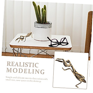 Yardenfun Praying Mantis Miniature Crab Figurine Mantis Statue Mini Fairy Garden Animal Mini Mantis Model Delicate Mantis Craft Animal Decor Creative Mantis Decoration Desktop Decor Copper
