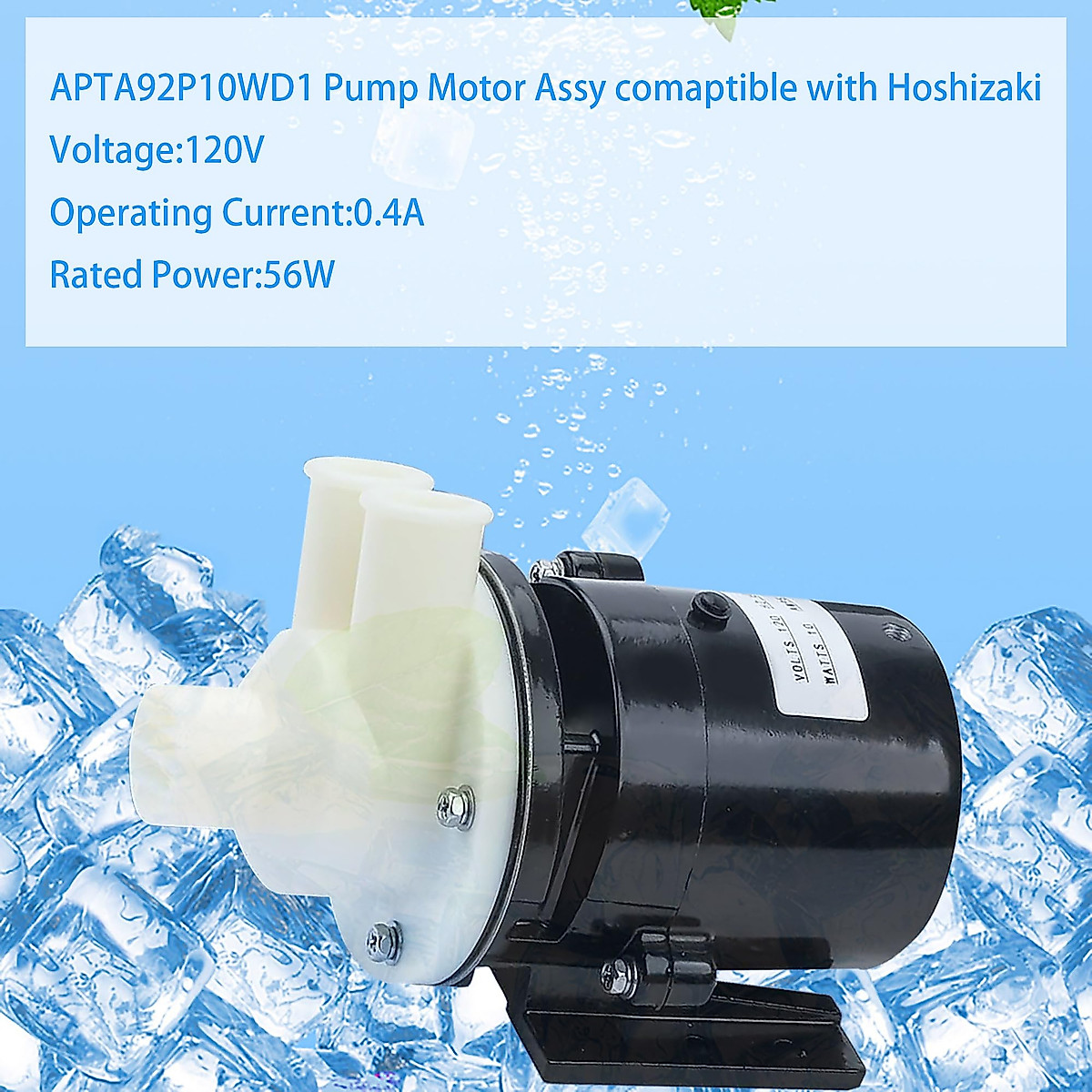 APTA92P10WD1 Pump Motor Assy comaptible with Hoshizaki PA0613,Fits Model KM-450 THRU KM-900 KML-600MAH URC-12F 120V 10W 0.4 Amp