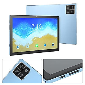Pssopp Tablet PC, Tablet 10.0 Inch 1920x1200 IPS US Plug 100‑240V 8GB RAM 128GB ROM for Office (Blue)