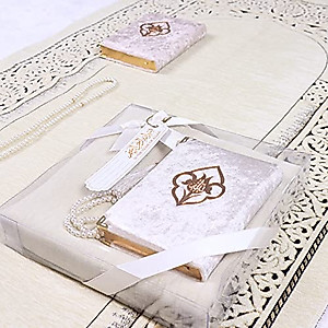Personalized Prayer Rug Prayer Beads Quran Islamic Gift Set, Chenille Prayer Rug Pearl Prayer Beads Velvet Full Arabic Quran, Ramadan Eid Wedding Birthday Graduation Mother's Day Father's Day Gift