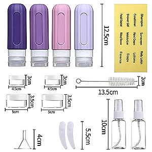 Mrsdry 16 Pack Travel Bottles Set for Toiletries, Leakproof Travel Containers for Toiletries TSA Approved Silicone Travel Accessories Squeezable Refillable 3oz for Shampoo Conditioner Lotion
