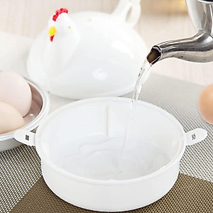 Generic Egg Steamer, Chicken Shape Microwave Egg Maker, Egg Scrambler with 4 Eggs Capacity | Eggs Poaching Tray Gadget, Egg Boiler Steamer Tool for Hard Boiled Eggs Poached Eggs Scrambled Eggs