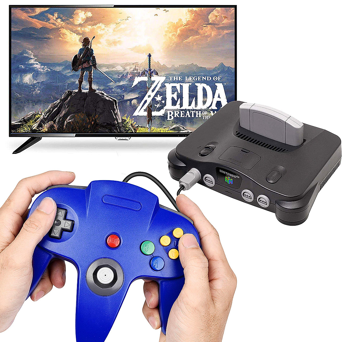 2 Pack N64 Controller, iNNEXT Classic Wired N64 64-bit Game pad Joystick for Ultra 64 Video Game Console N64 System (Black)