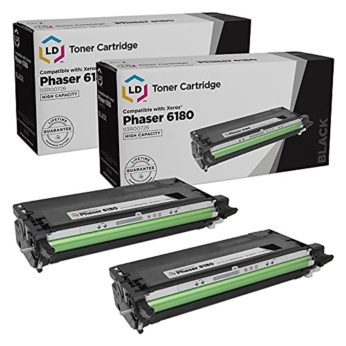 LD Products Remanufactured Toner Cartridge Replacement for Xerox Phaser 6180 113R726 High Yield (Black, 2-Pack)