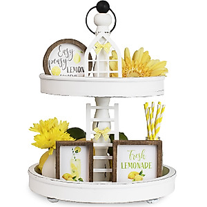 The Ultimate Farmhouse Tiered Tray Decor Set - Beautiful Year Round Seasonal & Holiday Decoration Bundle - The Perfect Easter, Spring and St Patricks Day Centerpiece Designs for Home & Kitchen Decor