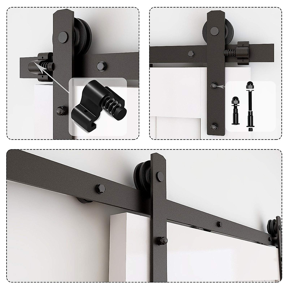 CCJH Sliding Barn Door Hardware Kit 4FT for Single Wood Door Heavy Duty Slide Smoothly and Quietly